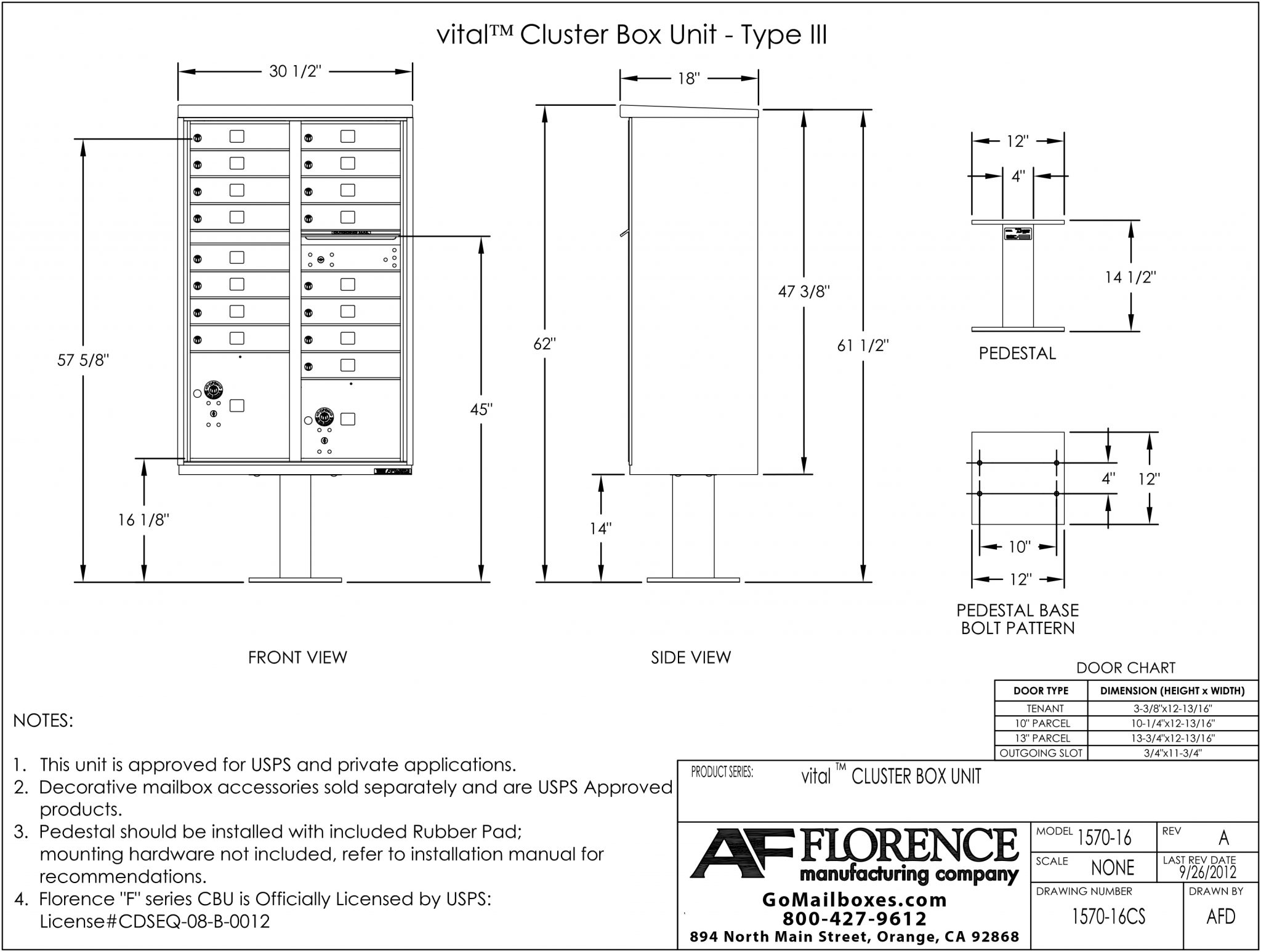 16 Door Florence Vital™ 1570-16 Series USPS Approved (CBU) Cluster ...