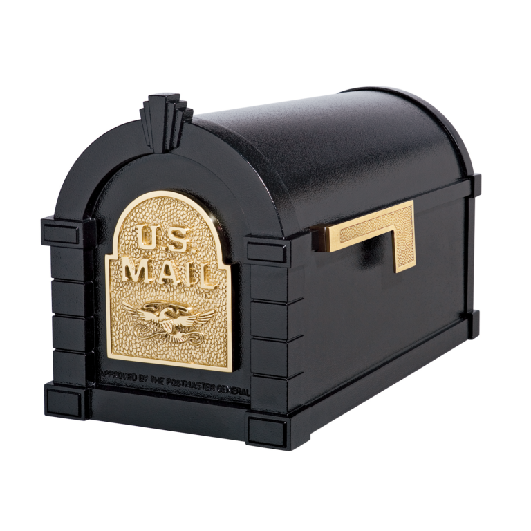 Gaines Eagle Keystone MailboxesBlack with Polished Brass - Go Mailboxes