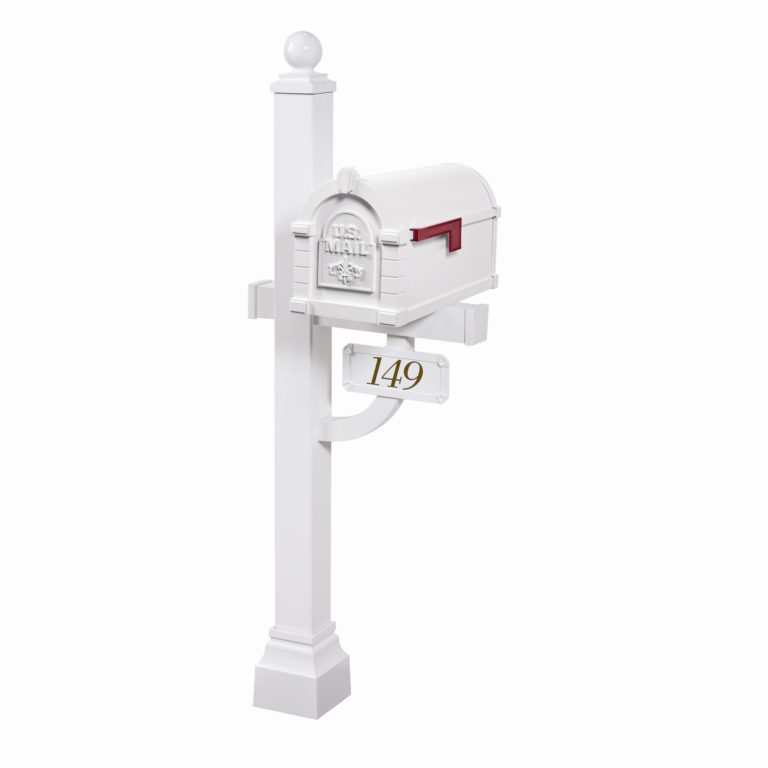 Gaines Fleur De Lis Keystone Mailbox with Deluxe Post - Go Mailboxes