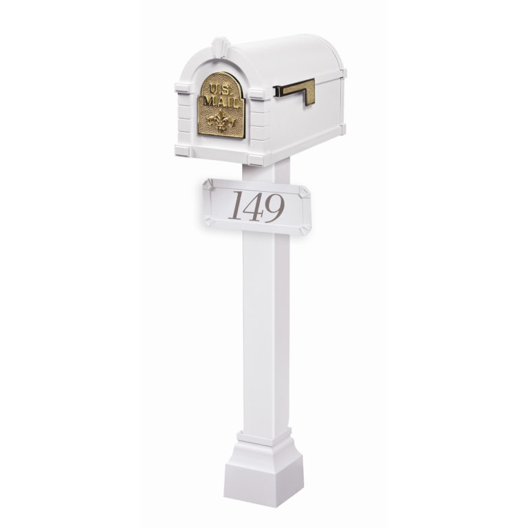 Gaines Fleur De Lis Keystone Mailbox with Standard Post - Go Mailboxes