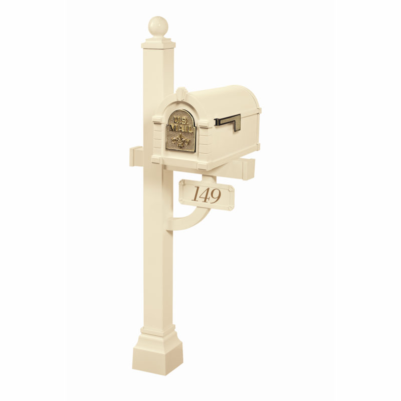 Gaines Fleur De Lis Keystone Mailbox with Deluxe Post - Go Mailboxes