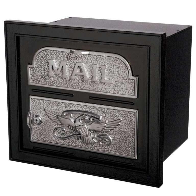 Gaines Locking Classic Faceplate Column Mailbox Black With Satin Nickel ...
