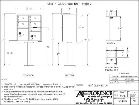 4 Door Florence Vital™ 1570-4T5V2 Series Traditional USPS Approved (CBU ...
